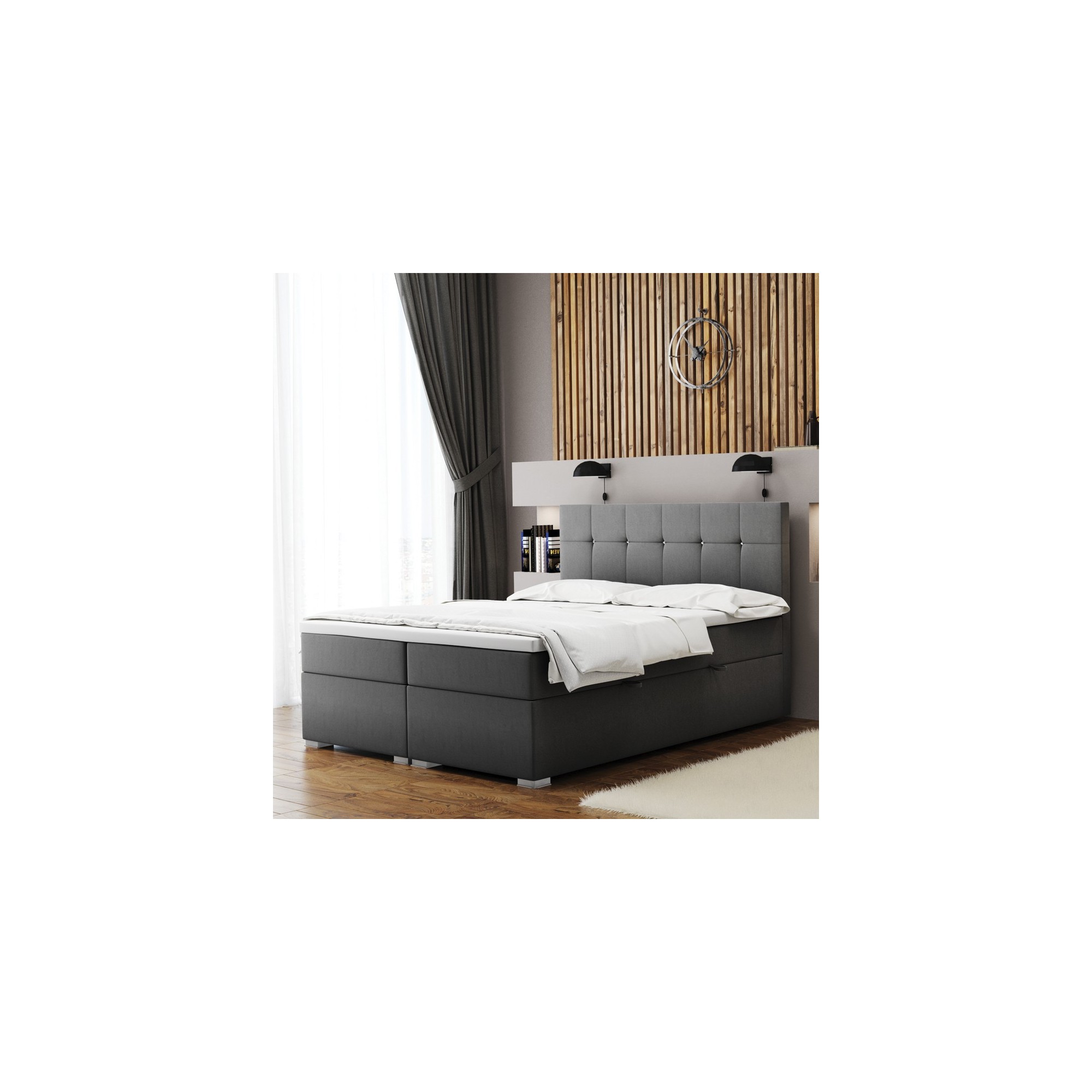 Lit Boxspring JADE avec fonction de rangement -designDISTRIKT