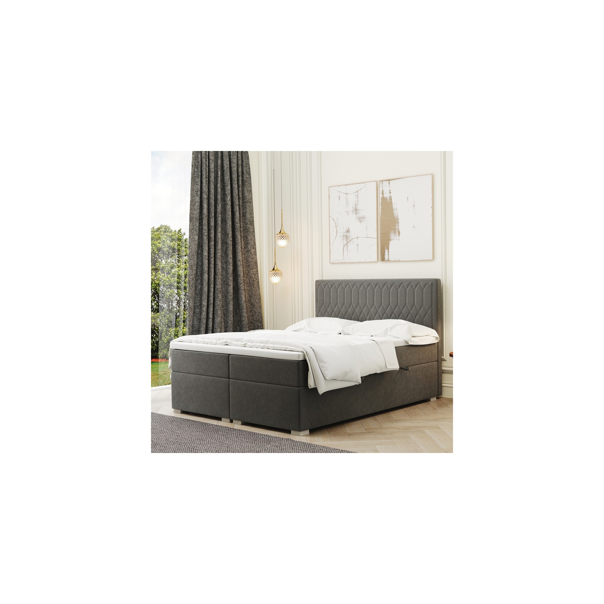 Lit Boxspring THORA avec fonction de rangement- designDISTRIKT