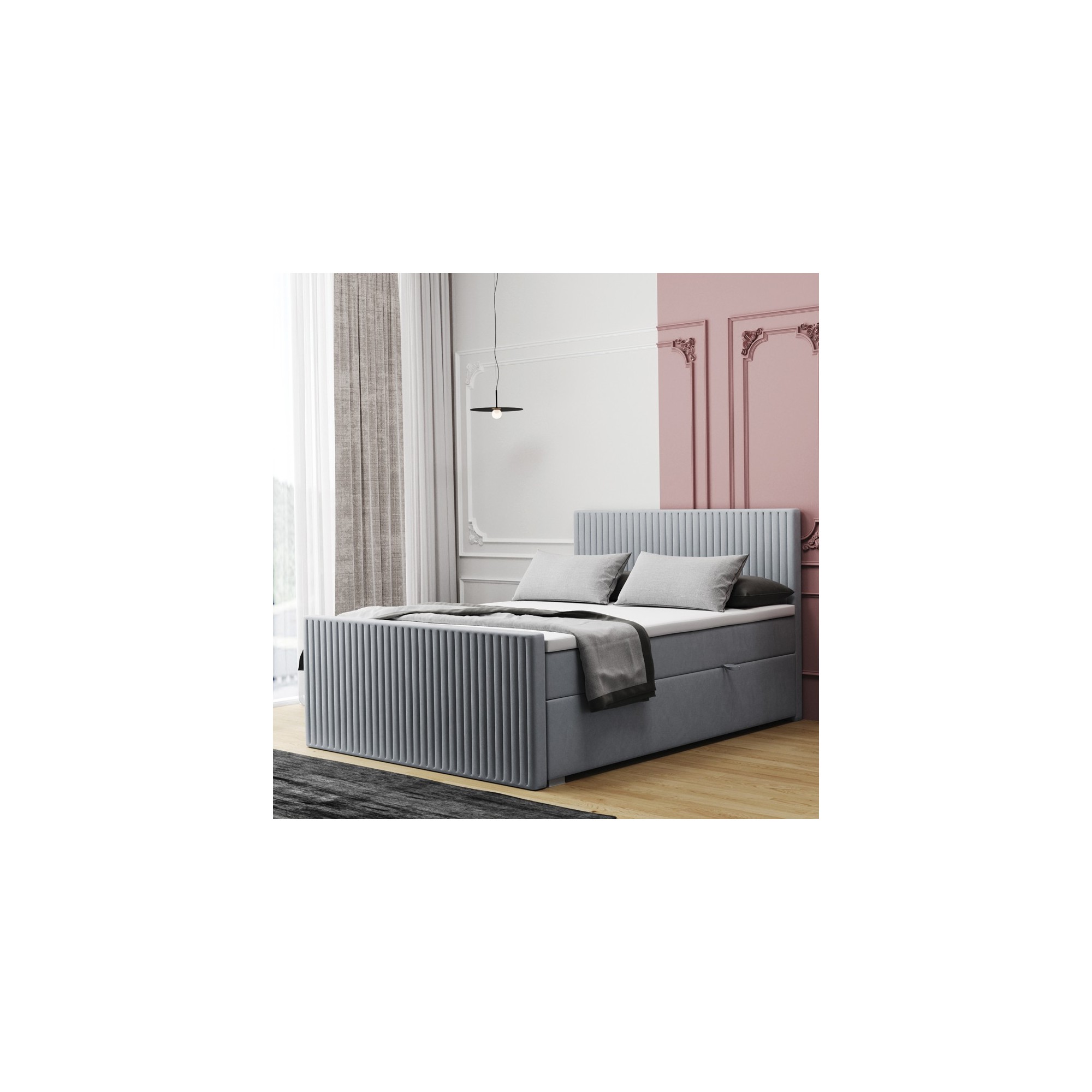 Lit Boxspring ODETTE avec fonction de rangement- designDISTRIKT